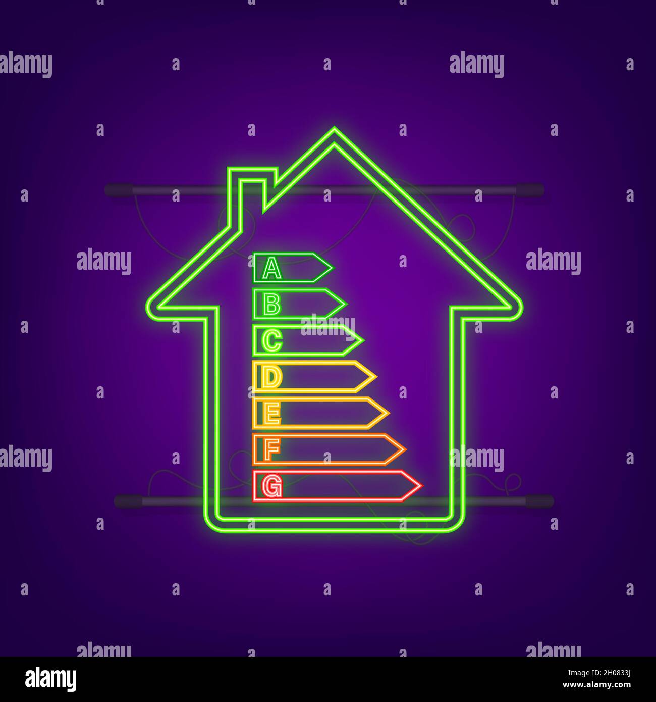 Energy efficiency chart and house concept. Home icon vector. Solar ...