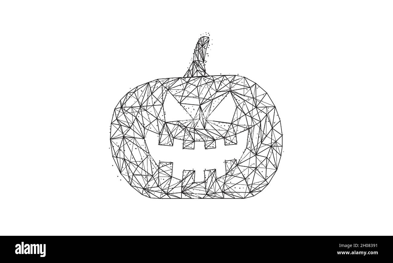 Halloween Pumpkin with scary face isolated on white background. Low ...