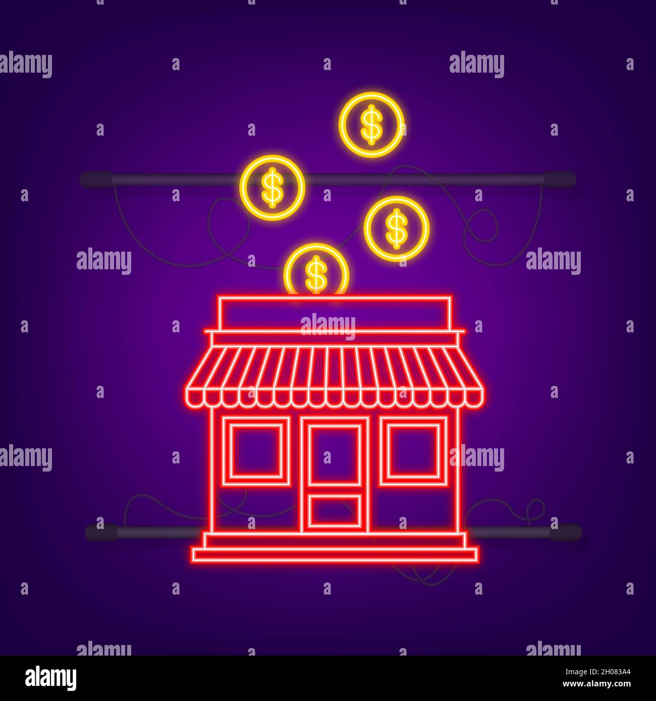 Franchise business concept, franchise marketing system. Neon style ...