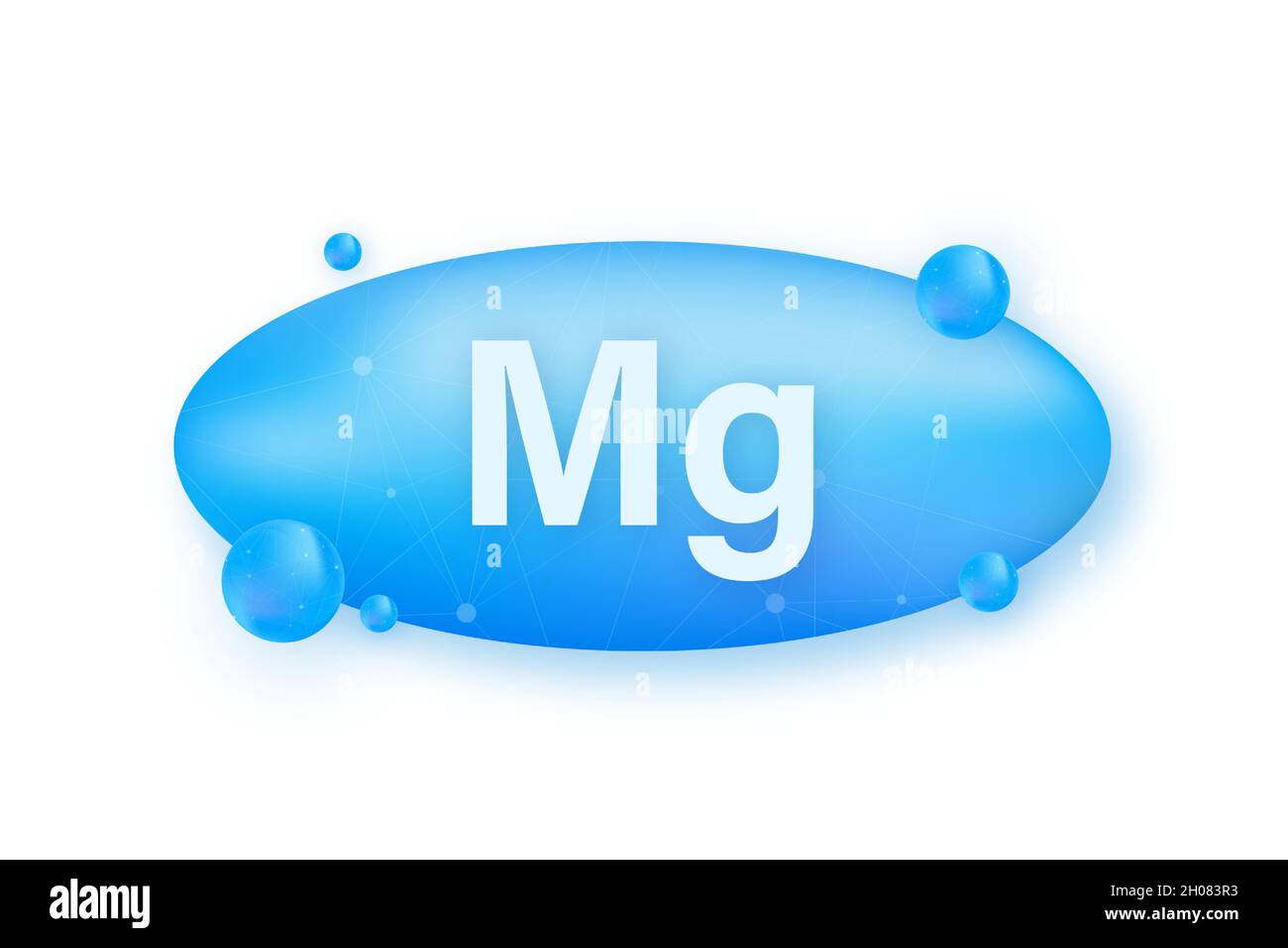 Blue magnesium on white background. Magnesium mineral. Mg pill capsule ...
