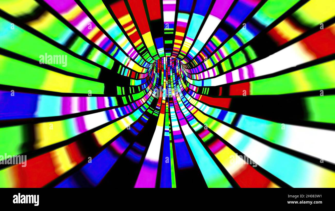 Driving through the Colorful light rays tunnel Stock Photo - Alamy
