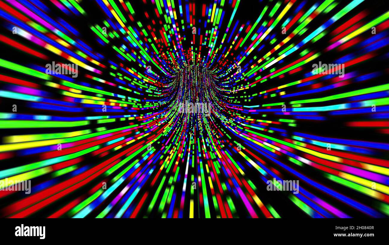 Driving through the Colorful light rays tunnel Stock Photo - Alamy