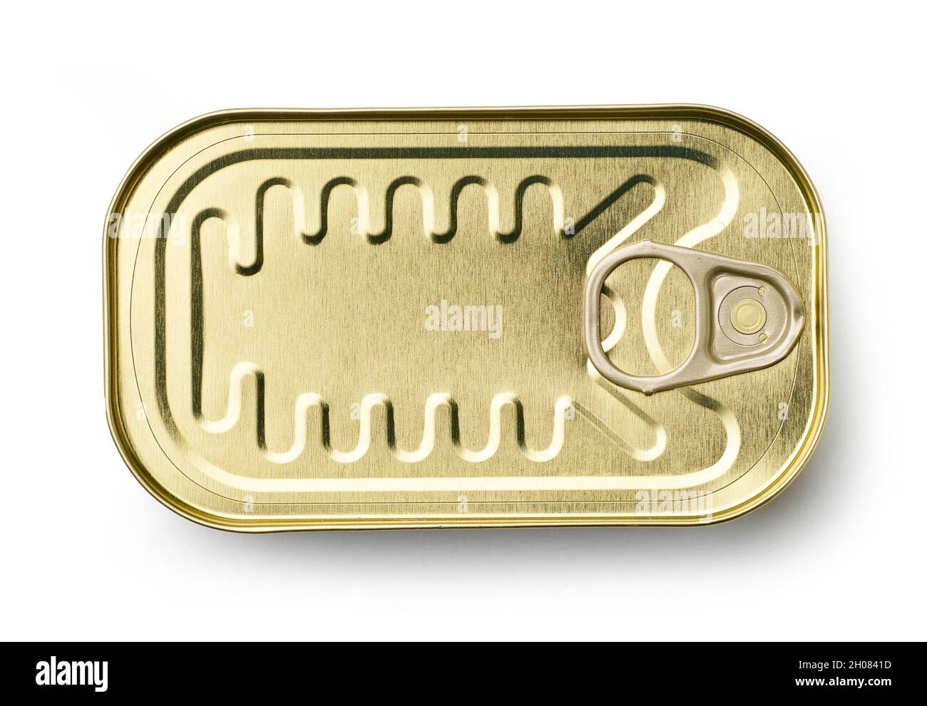 gold metal can isolated on white background, top view Stock Photo - Alamy