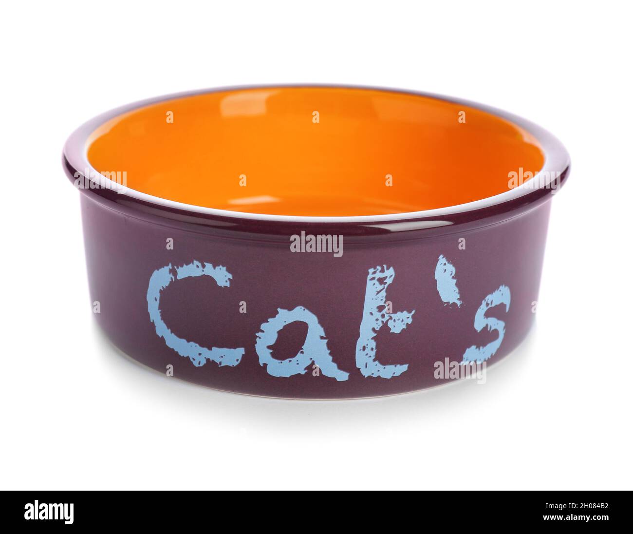 Cat bowl on white background. Pet care Stock Photo - Alamy
