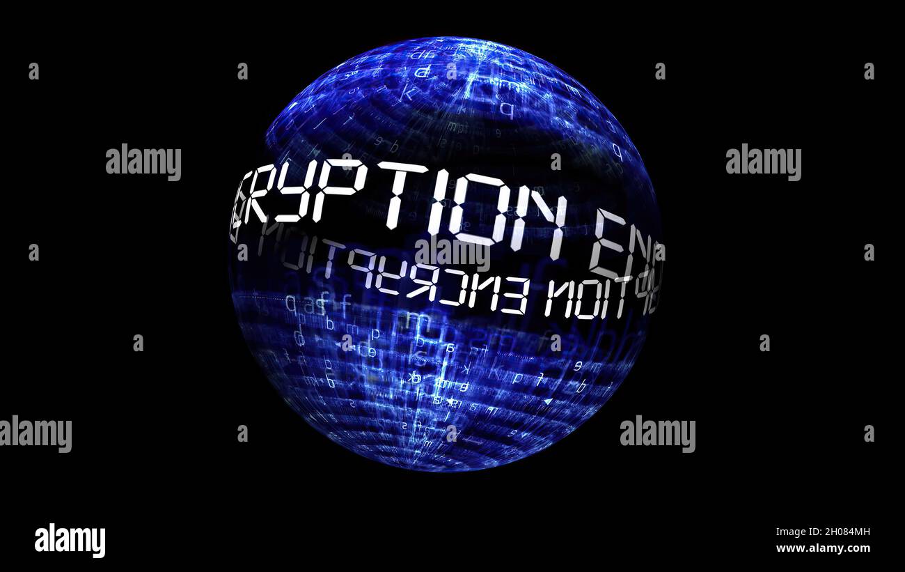 Encryption concept on rotating sphere Stock Photo - Alamy