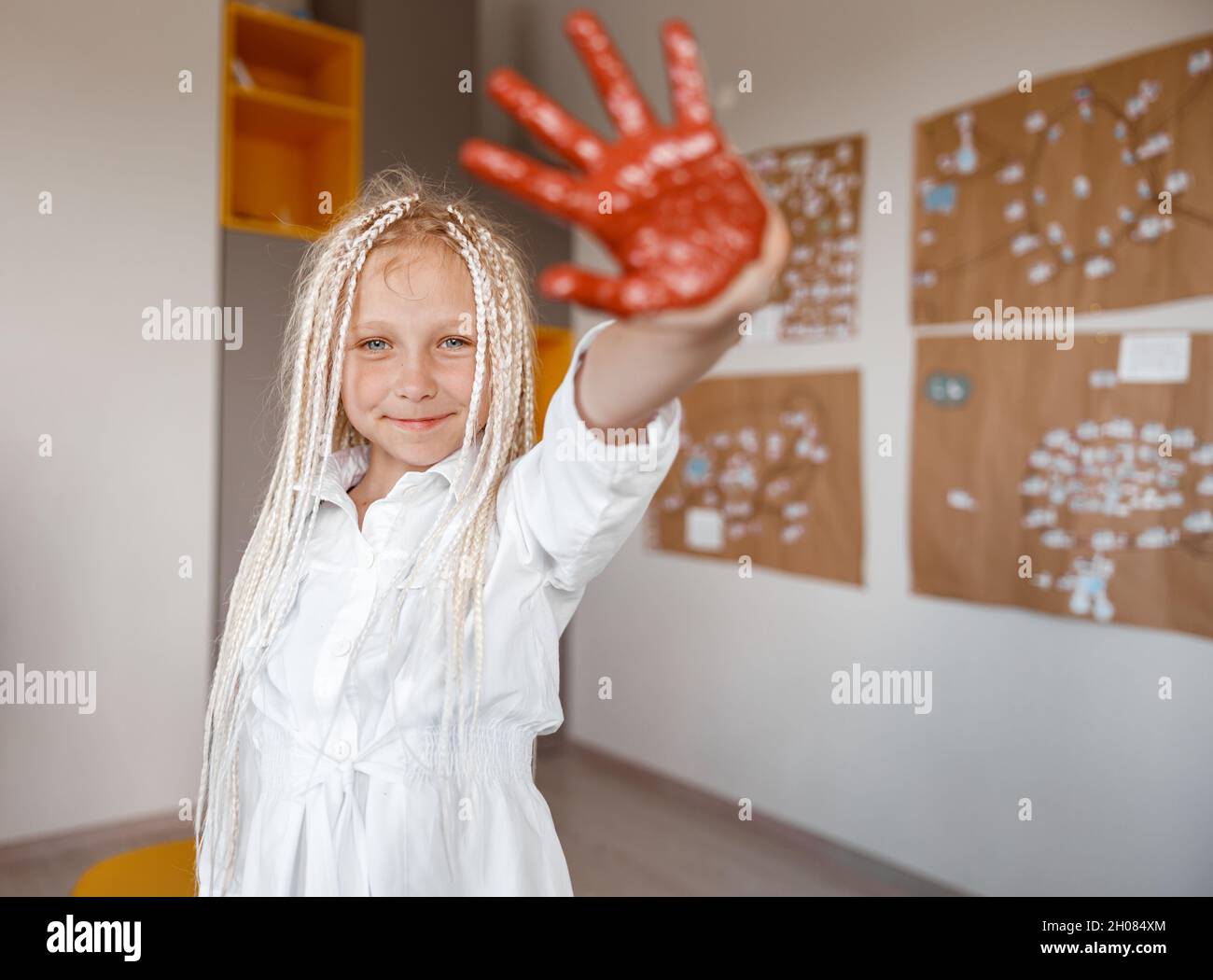 Happy cheerful child drawing brush hi-res stock photography and images ...