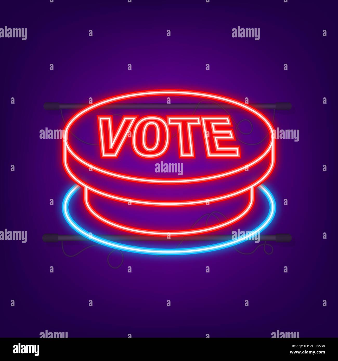 Vote button. Hand click icon. Finger click icon. Neon icon. Vector ...