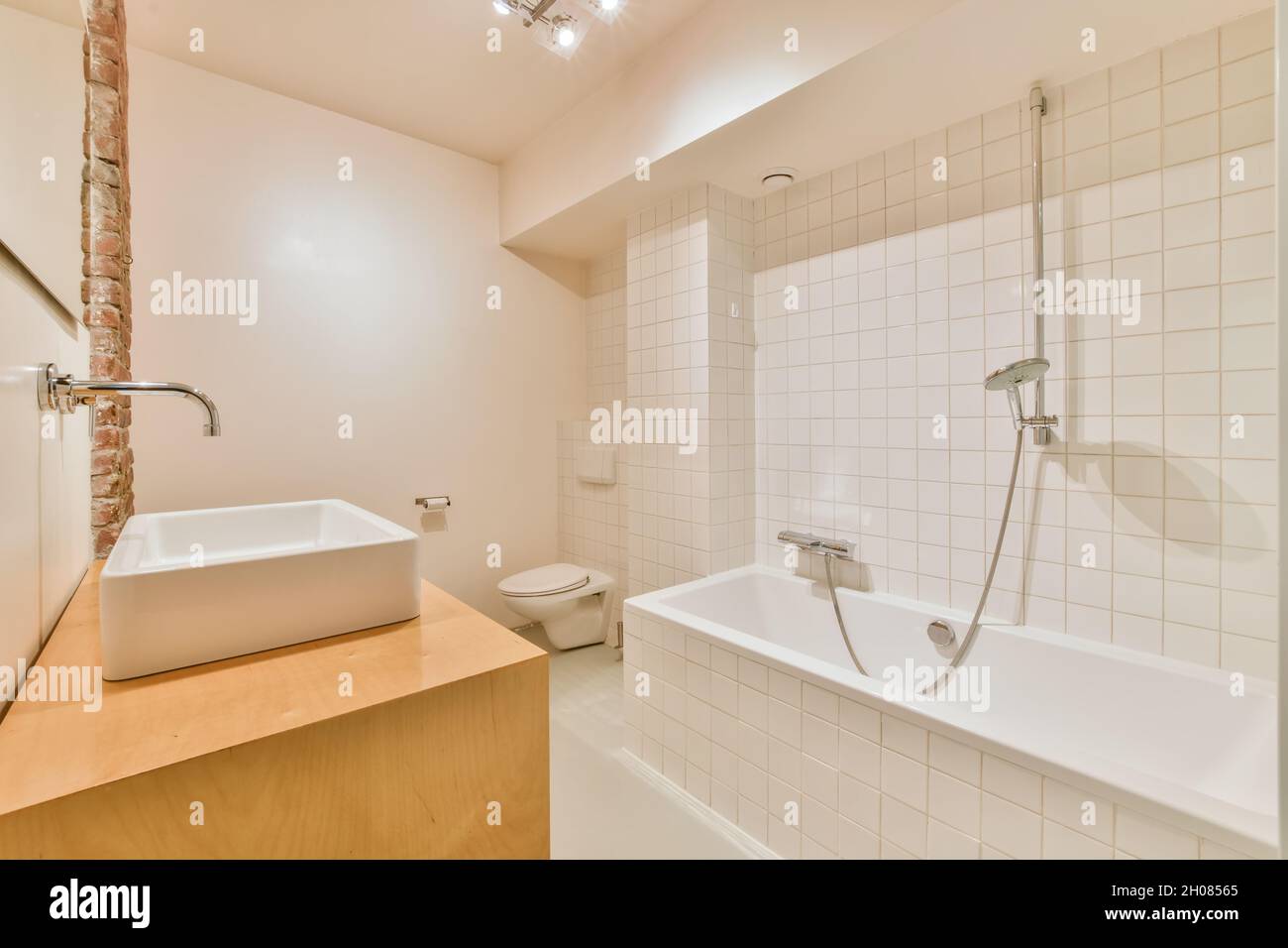 Beautiful renovated empty bathroom interior with a modern design Stock ...