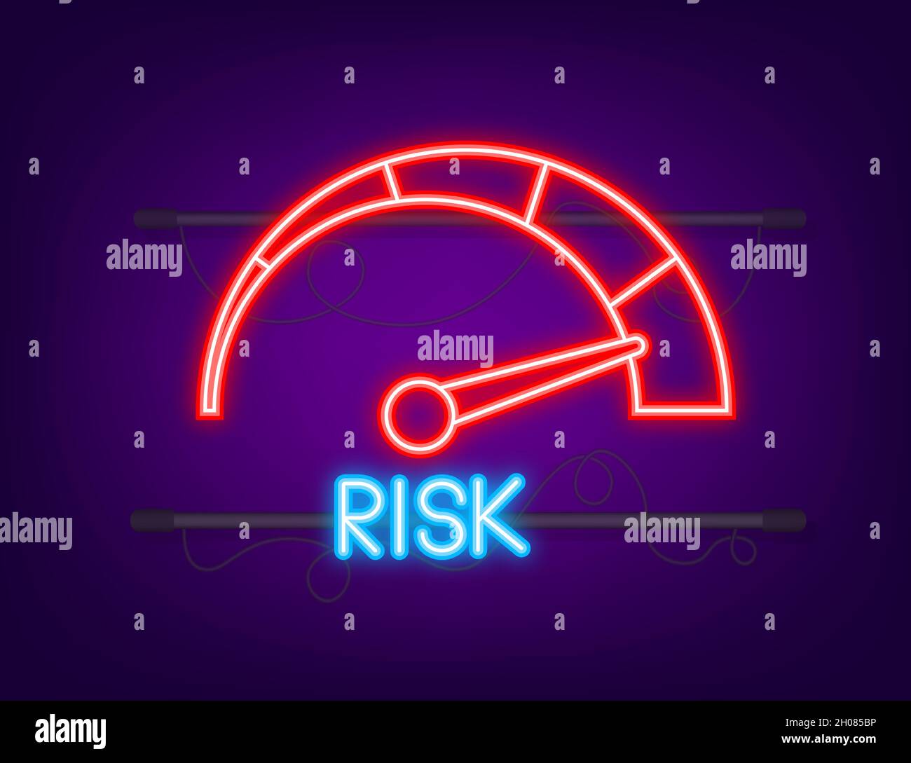 Risk icon on speedometer. Neon icon. High risk meter. Vector ... Risk icon on speedometer. Neon icon. High risk meter. Vector ...