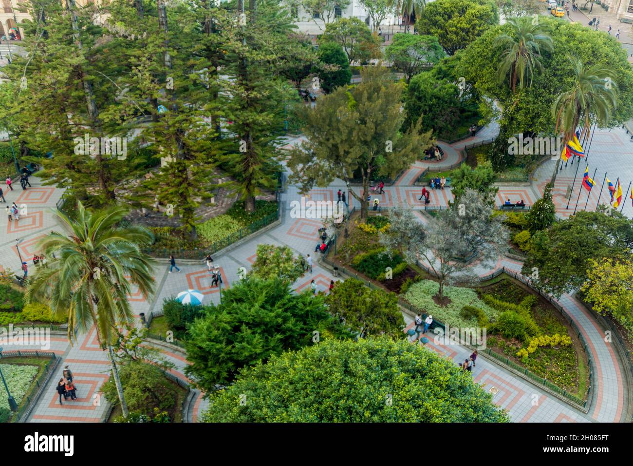 Aerial view of Parque Calderon square in Cuenca, Ecuador Stock Photo ...