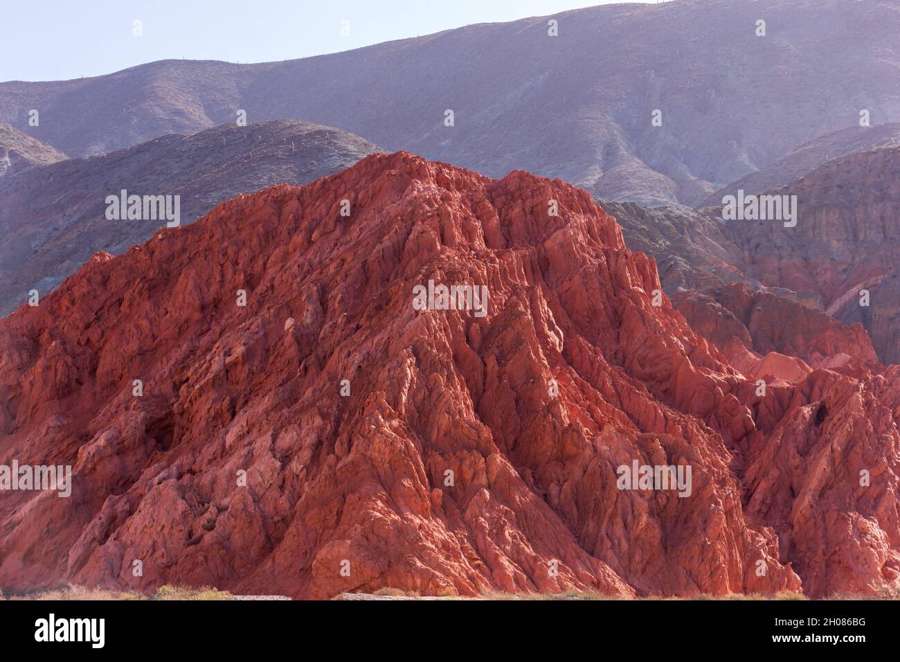 View of colourful rock formations near Purmamarca village (Quebrada de ...