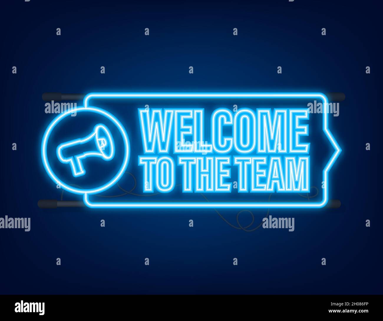Welcome to the team written on label. Neon icon. Advertising sign ...