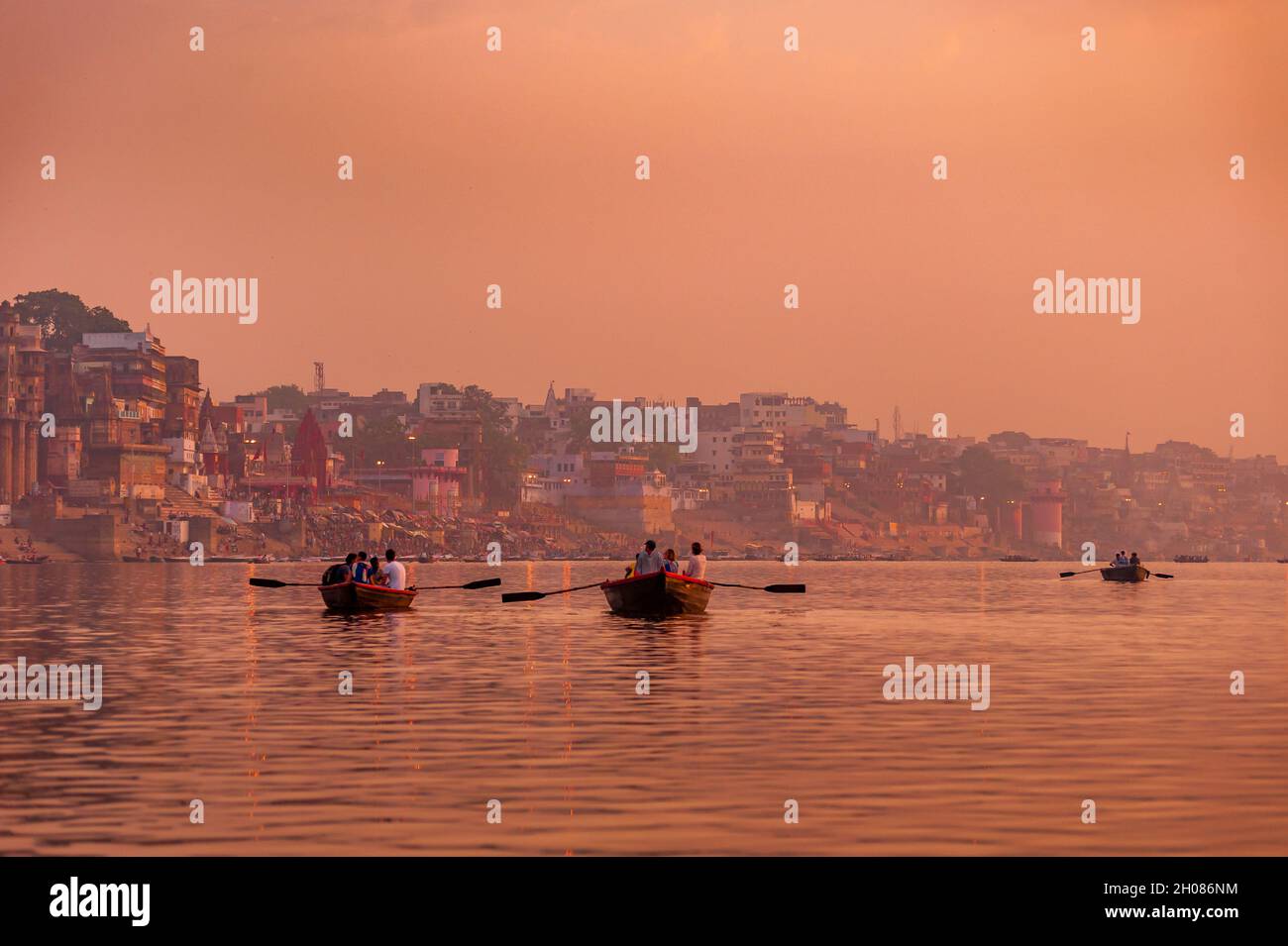 Sunset on the Ganges River, Varanasi, India Stock Photo - Alamy