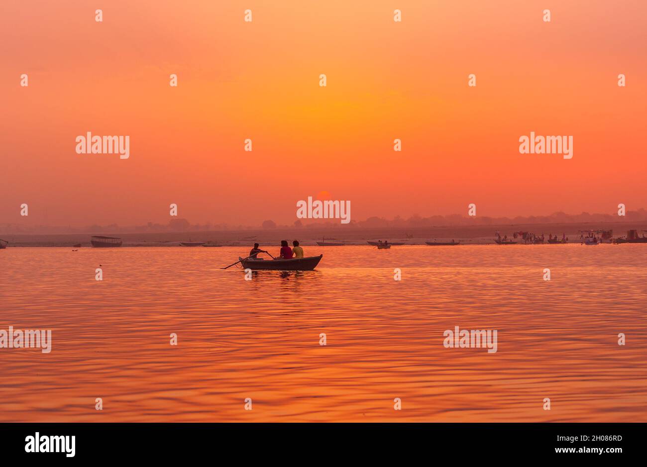 Sunset on the Ganges River, Varanasi, India Stock Photo - Alamy