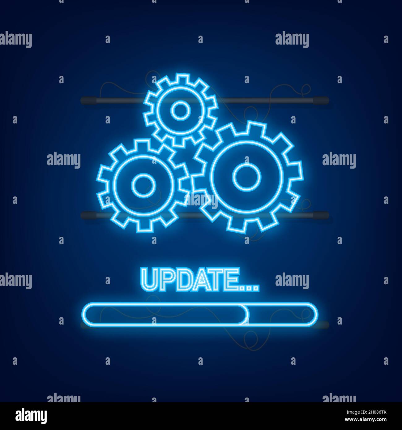 System software update or upgrade neon icon. Banner new update, Badge ...