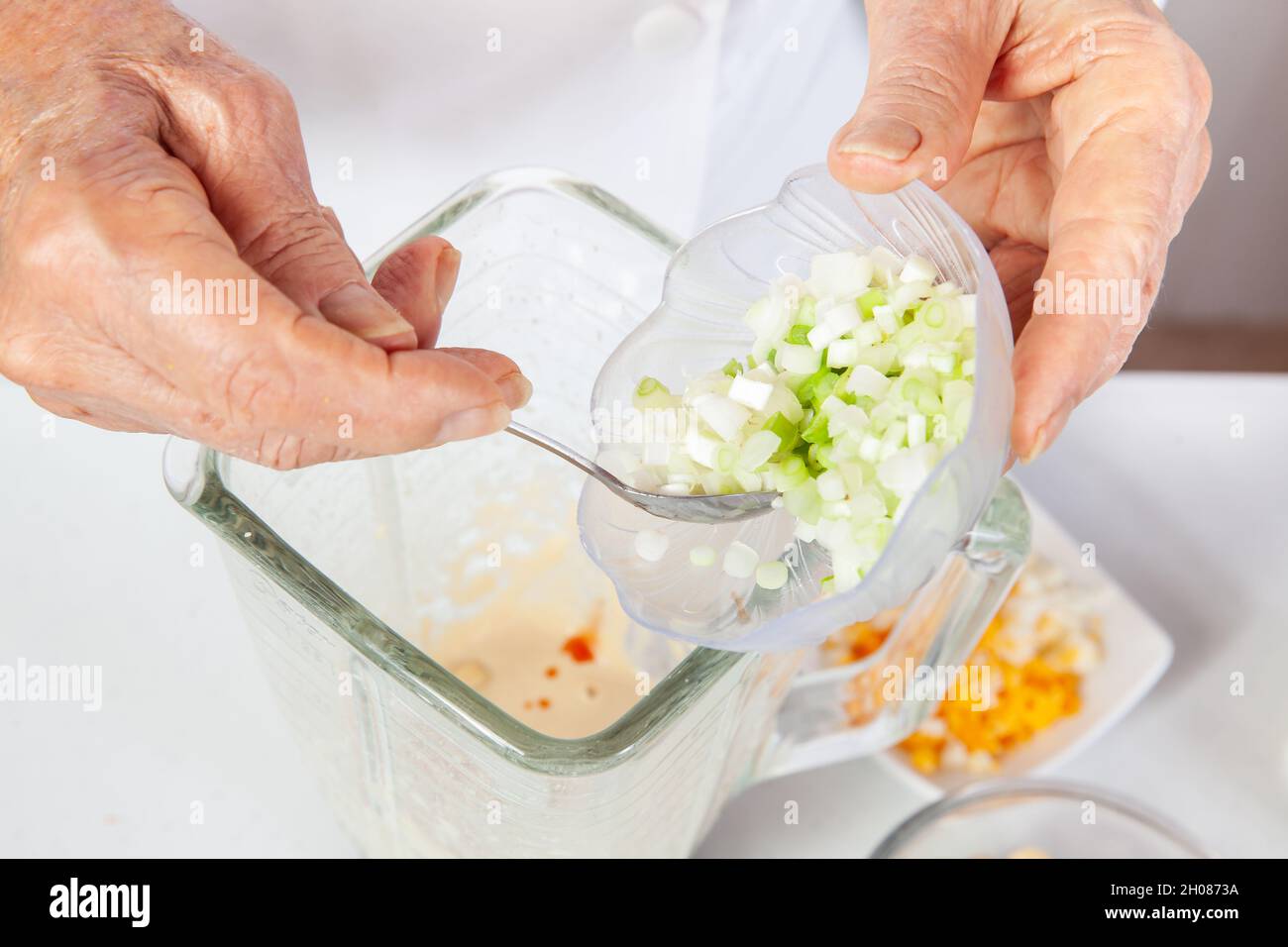 Preparation of the spicy peanut sauce to accompany the traditional ...