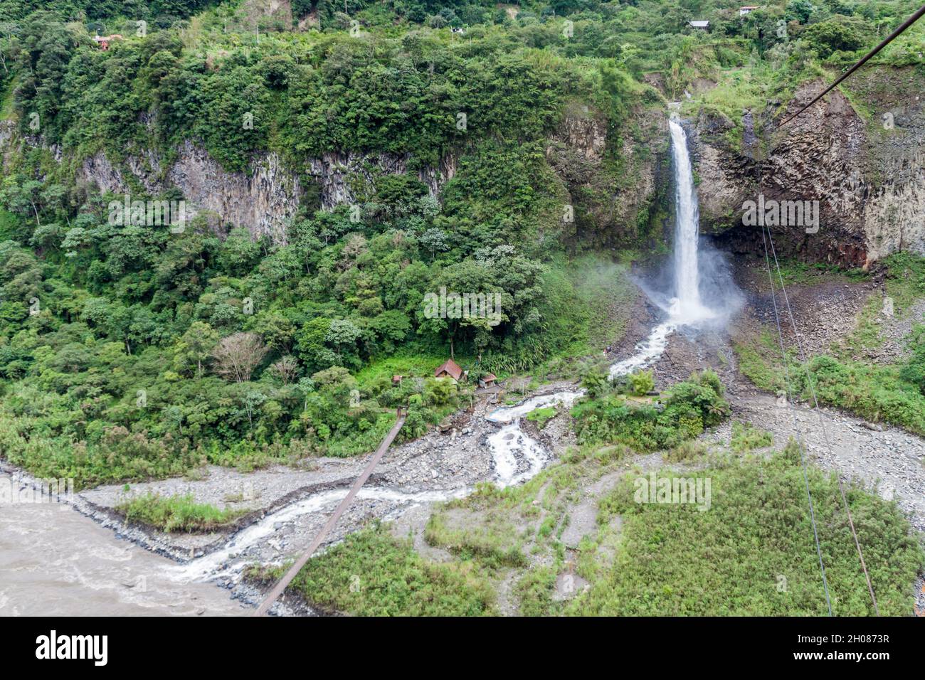 Manto de la Novia (Bridal Veil) waterfall near Banos, Ecuador Stock ...