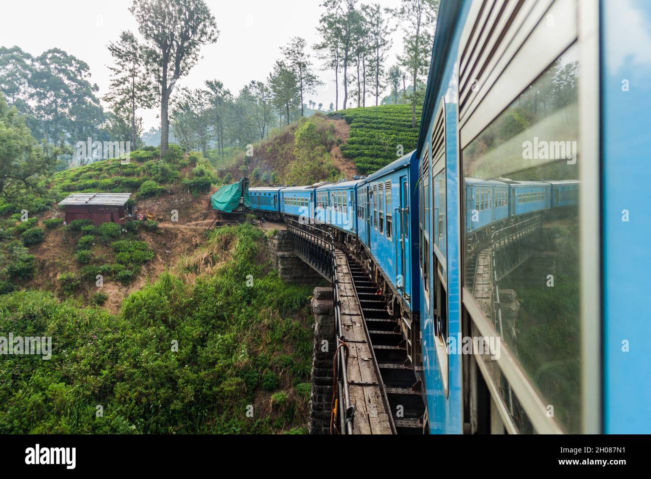 Local train rides through mountains near Bandarawela, Sri Lanka Stock ...