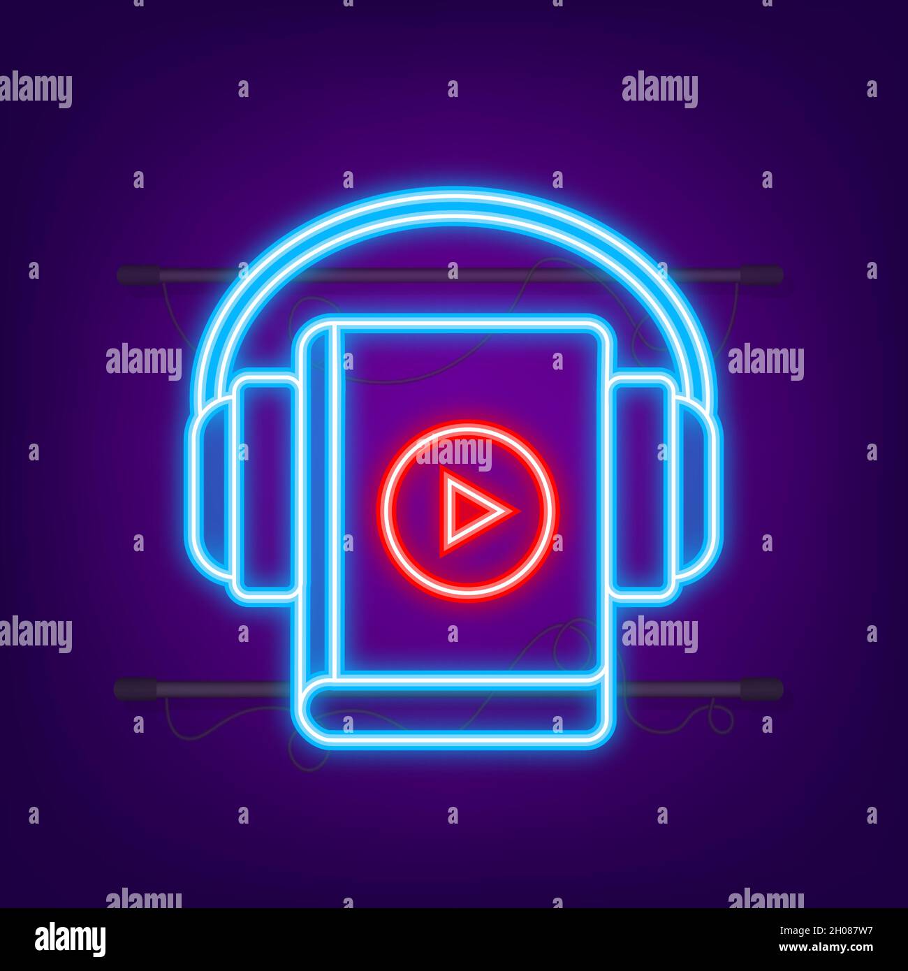 Concept audio book for web page, banner, social media. Neon style ...