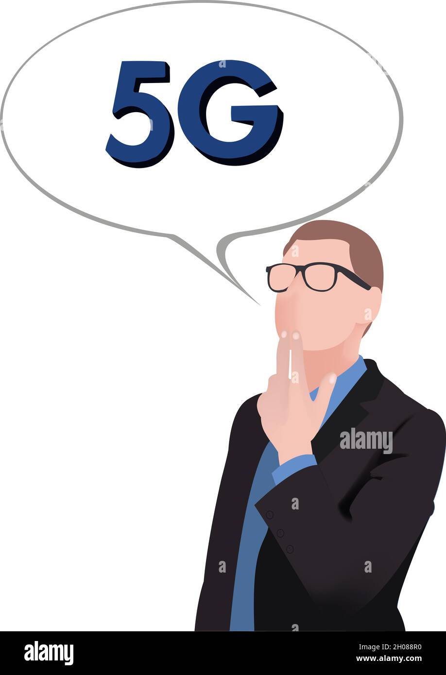 Illustration of a person thinking about 5G Stock Photo - Alamy