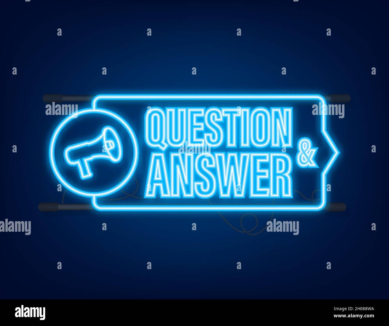 Question and Answer banner. Neon icon. Megaphone banner. Web design ...