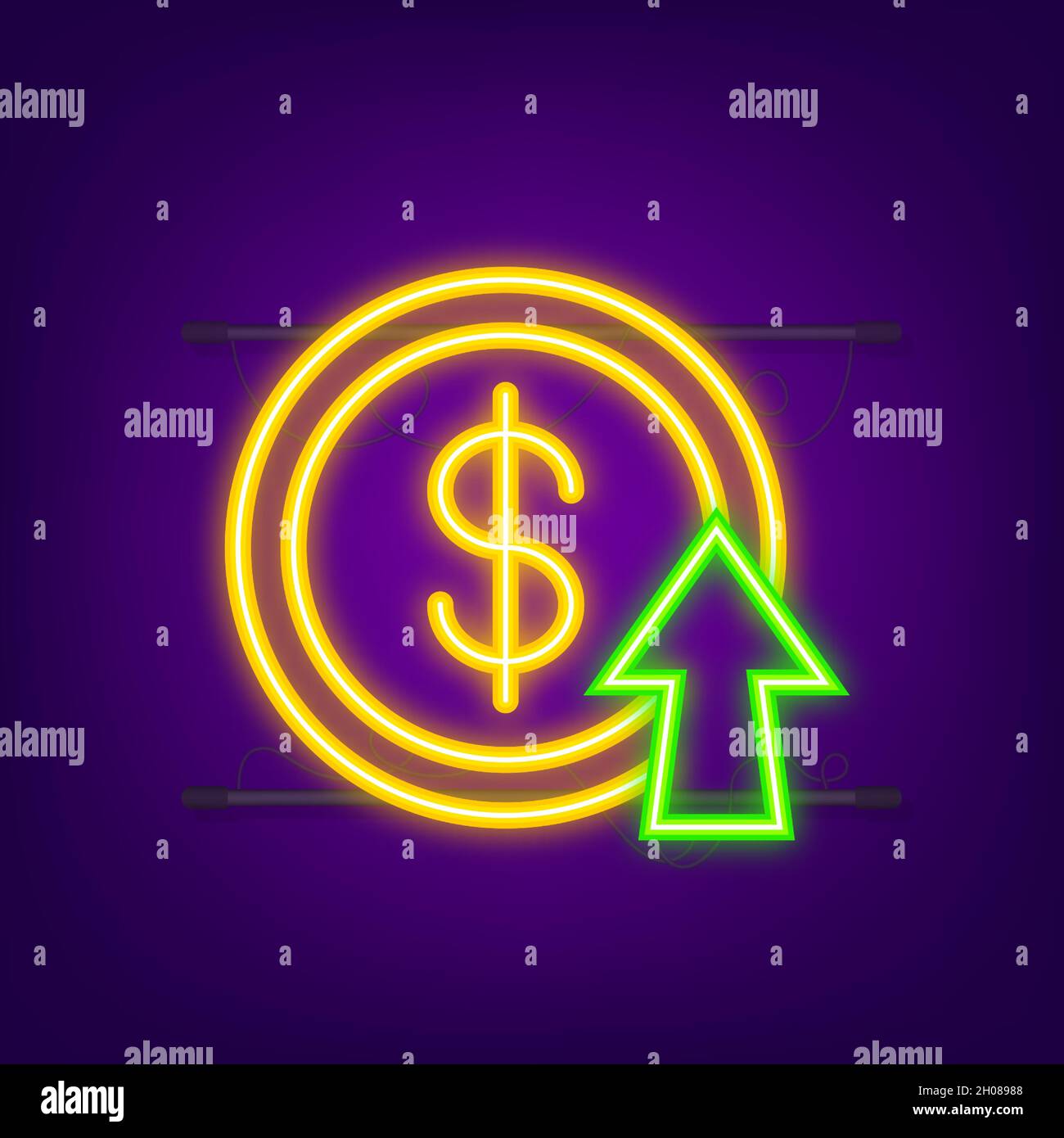 Profit money or budget. Cash and rising graph arrow up, concept of ...