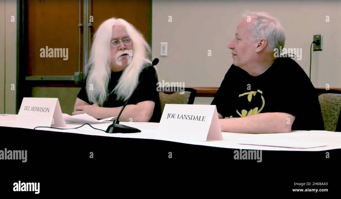 ALL HAIL THE POPCORN KING, from left: Del Howison, Joe R. Lansdale ...