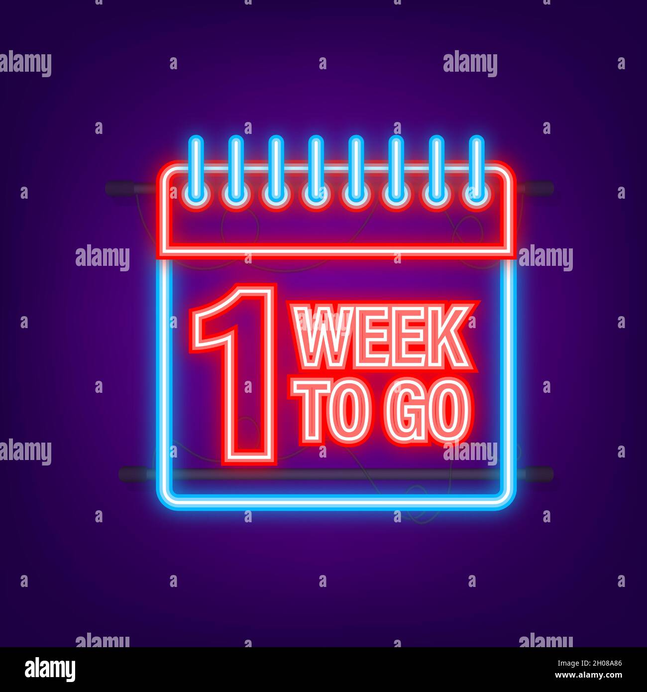 1 week to go. Neon style icon. Vector typographic design. Vector stock ...