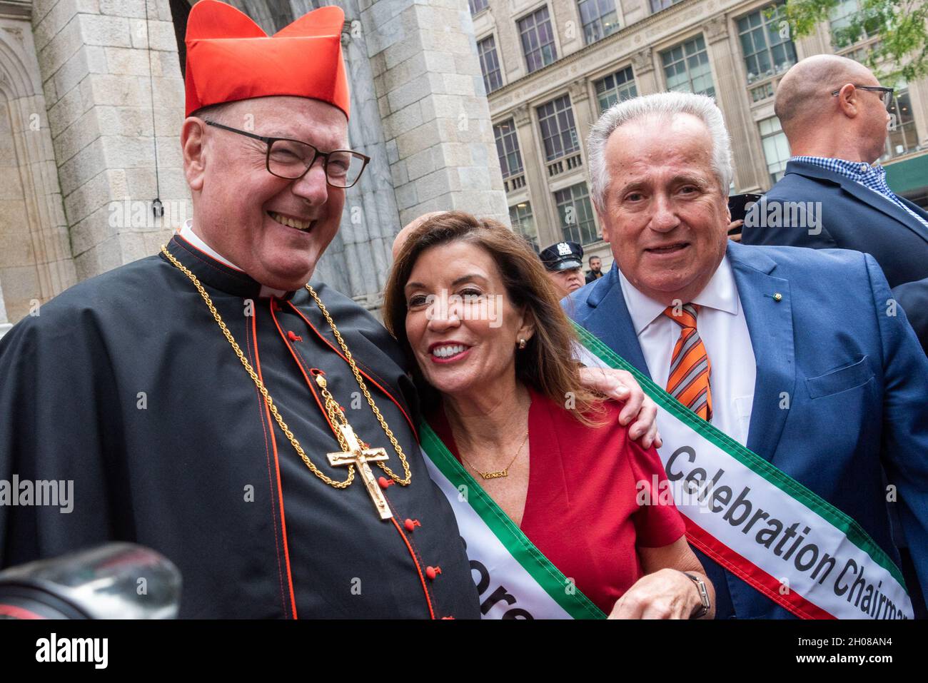 Cardinal Timothy Dolan greets NY Governor Kathy Hochul during the ...
