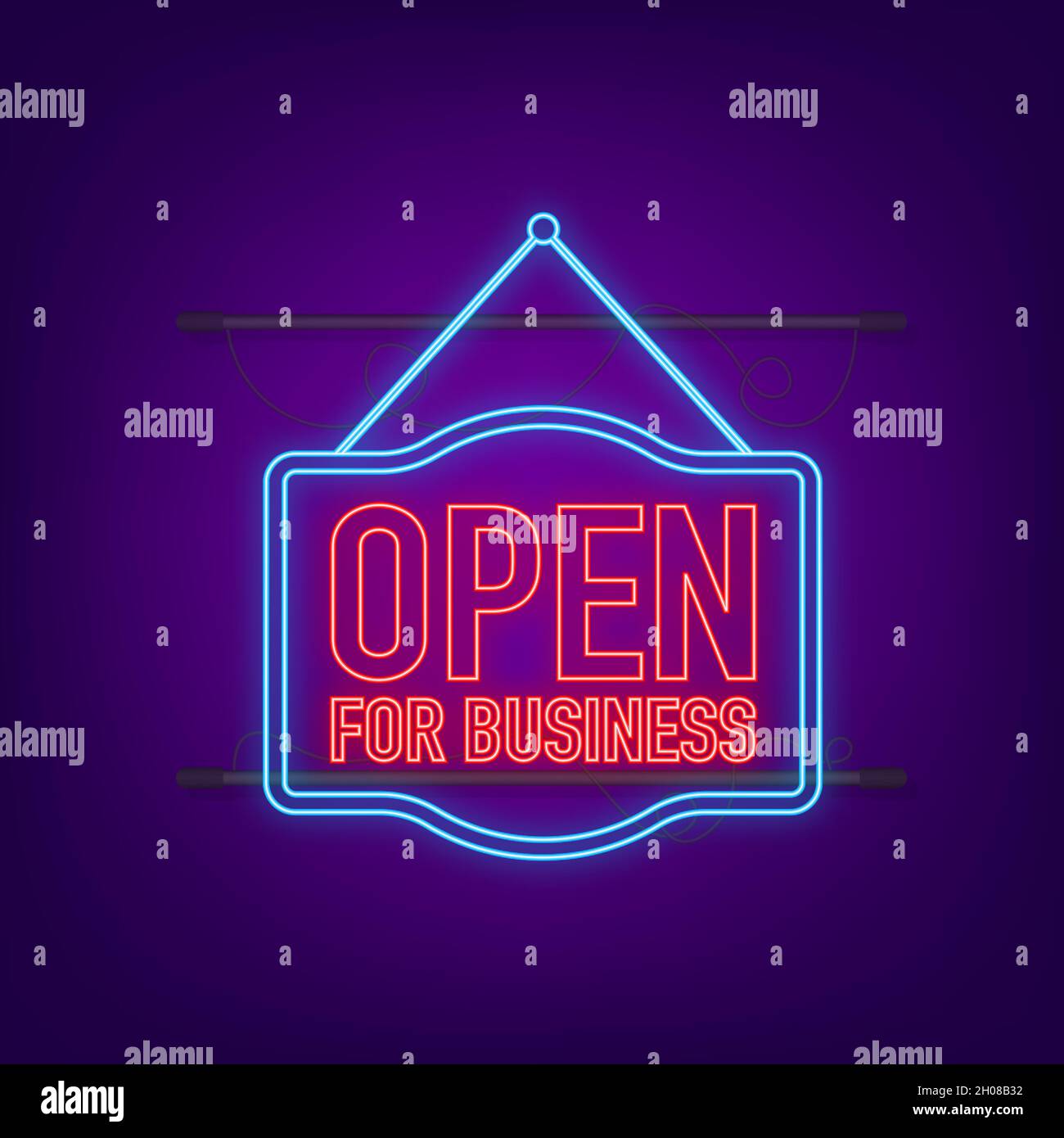 Open for business neon sign. Flat design for business financial ...