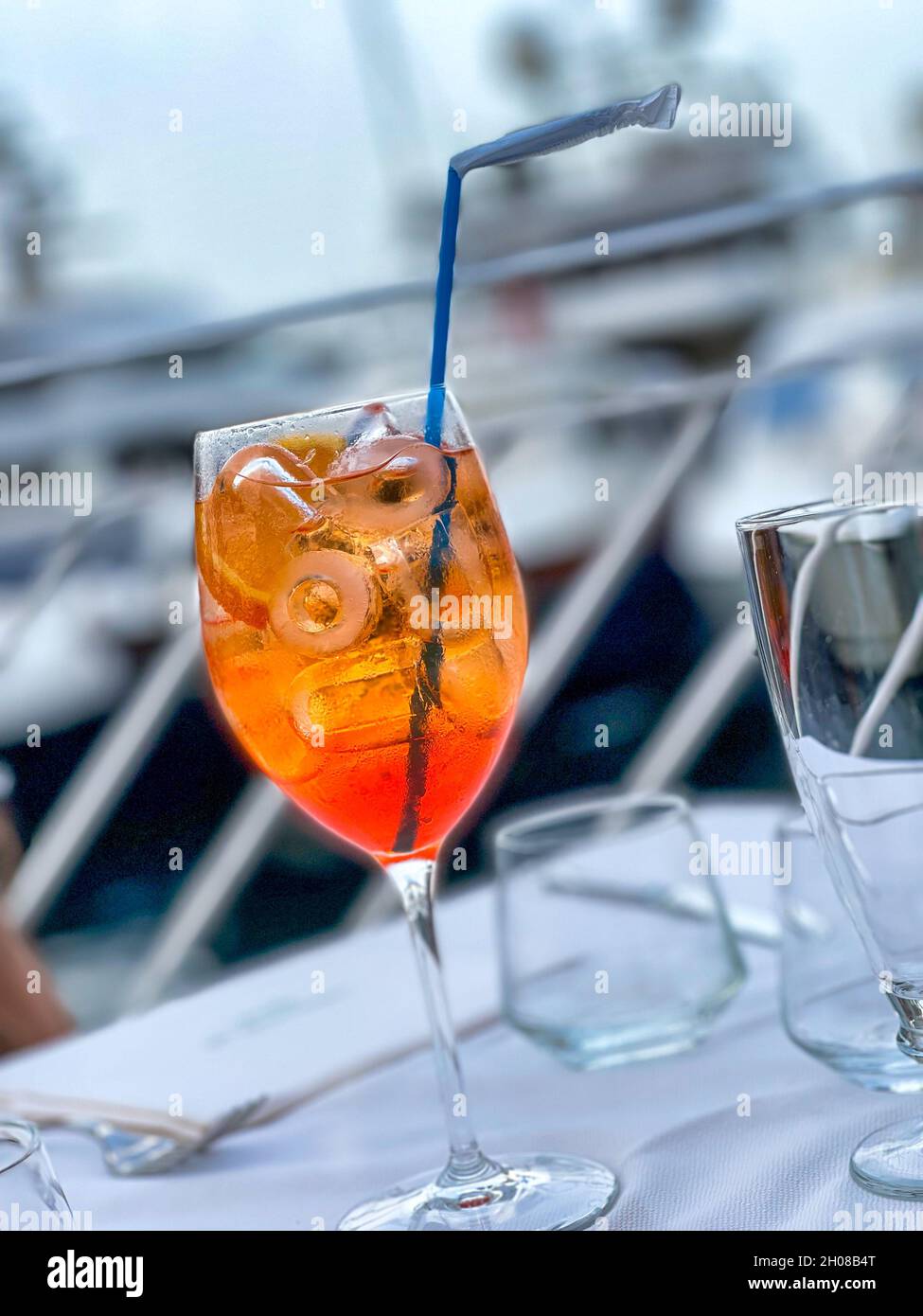 Glass of refreshing cocktail on the table Stock Photo - Alamy
