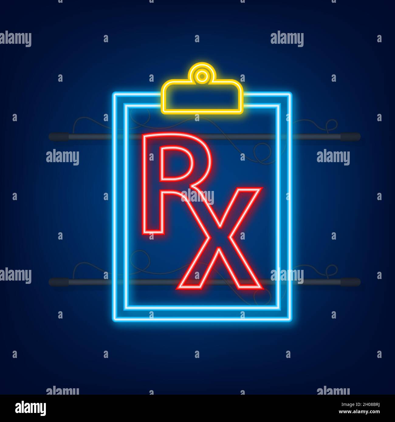 neon icon Blank Rx prescription form. Vector stock illustration Stock ...