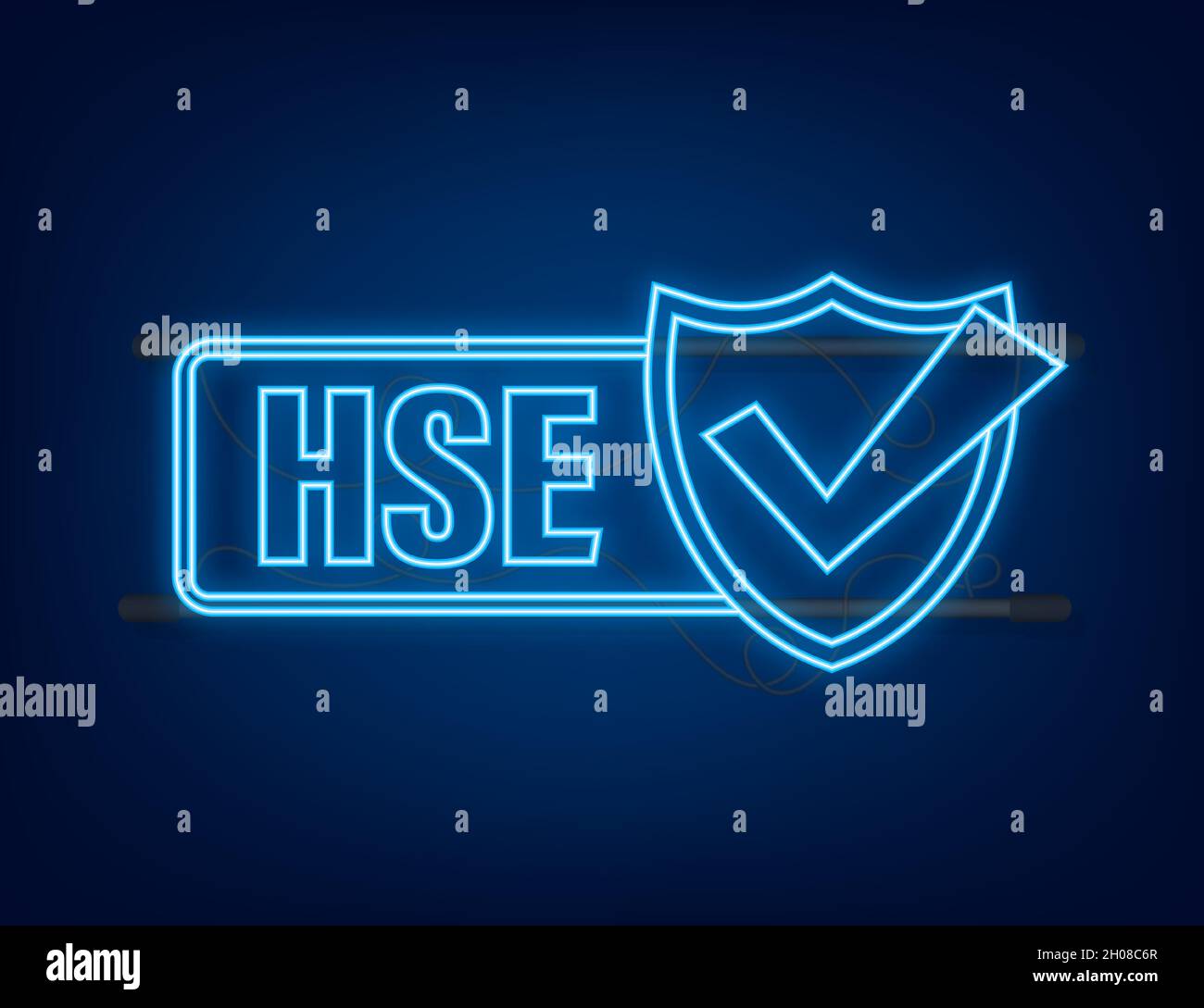 HSE neon label. Health, Safety, Environment. Icon design. Work safety ...