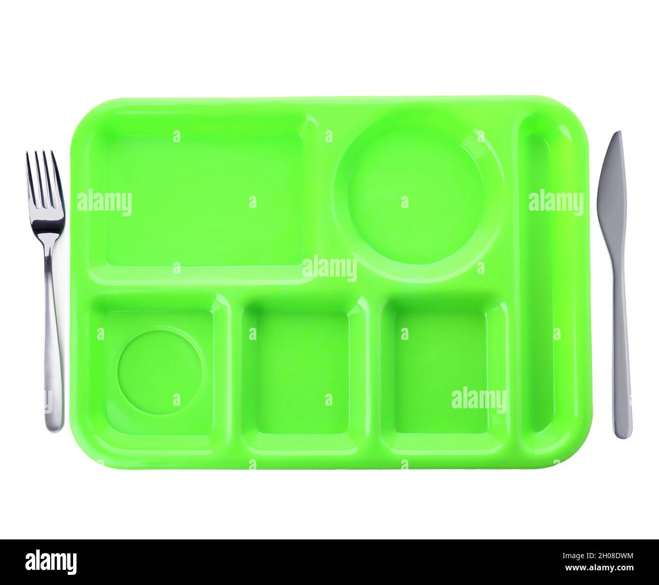 Empty plastic tray on white background, top view. School lunch Stock ...