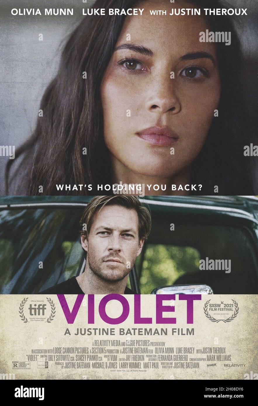 VIOLET, US poster, from top: Olivia Munn, Luke Bracey, 2021 ...