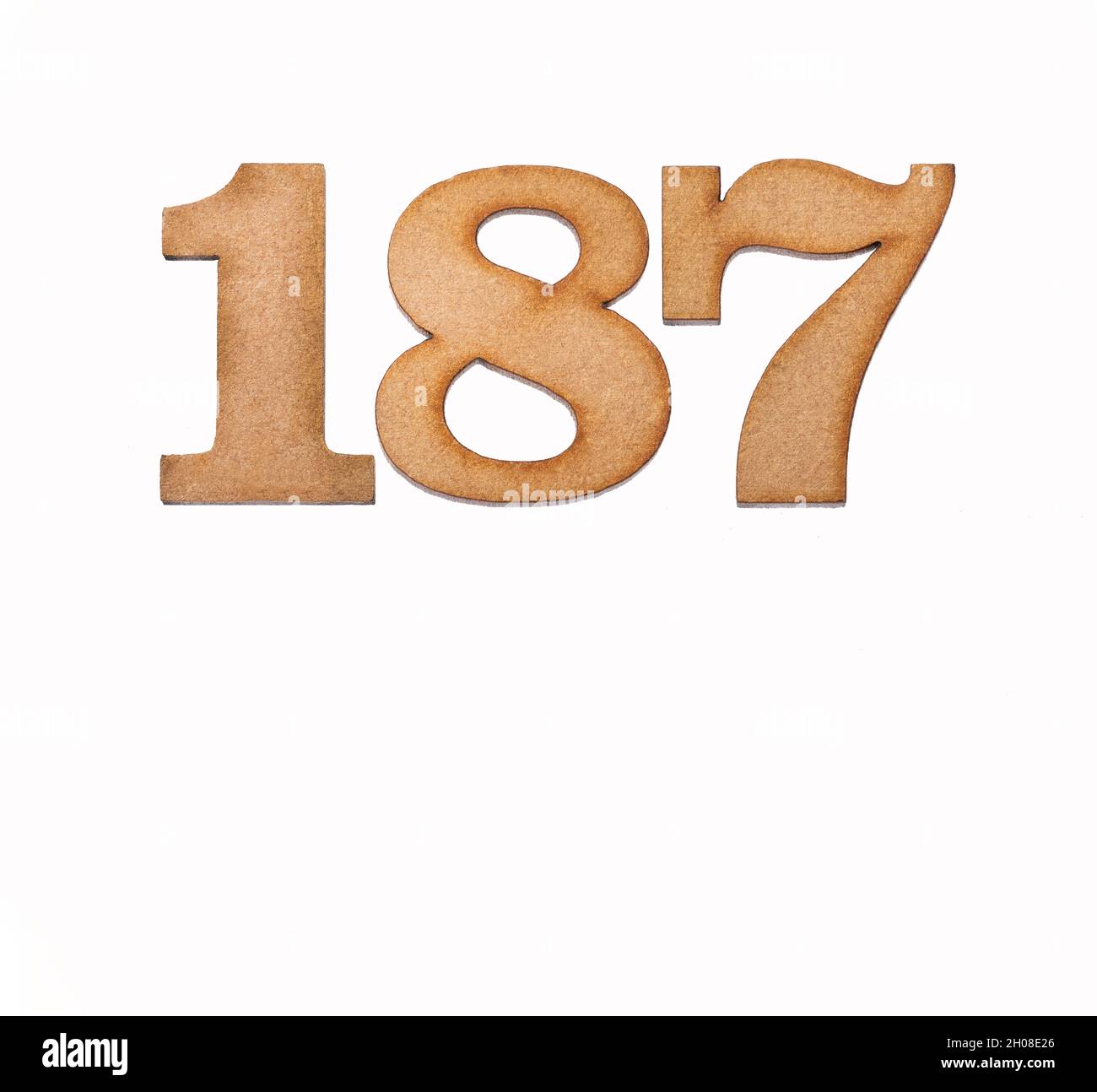 Number 187 - Piece of wood isolated on white background Stock Photo - Alamy