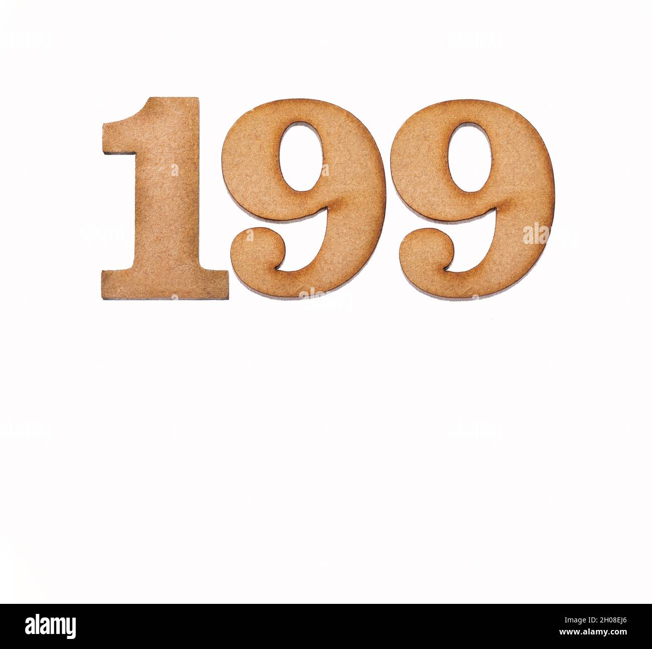Number 199 - Piece of wood isolated on white background Stock Photo - Alamy