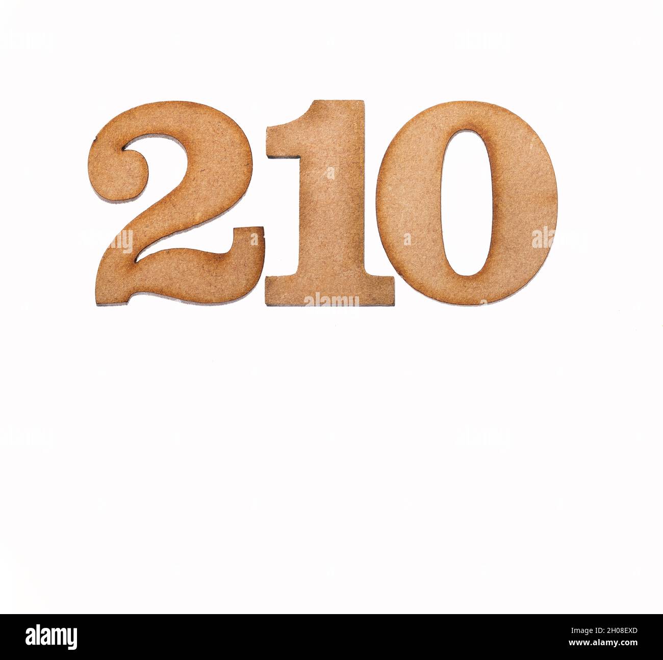 Number 210 In Wood Isolated On White Background Stock Photo Alamy