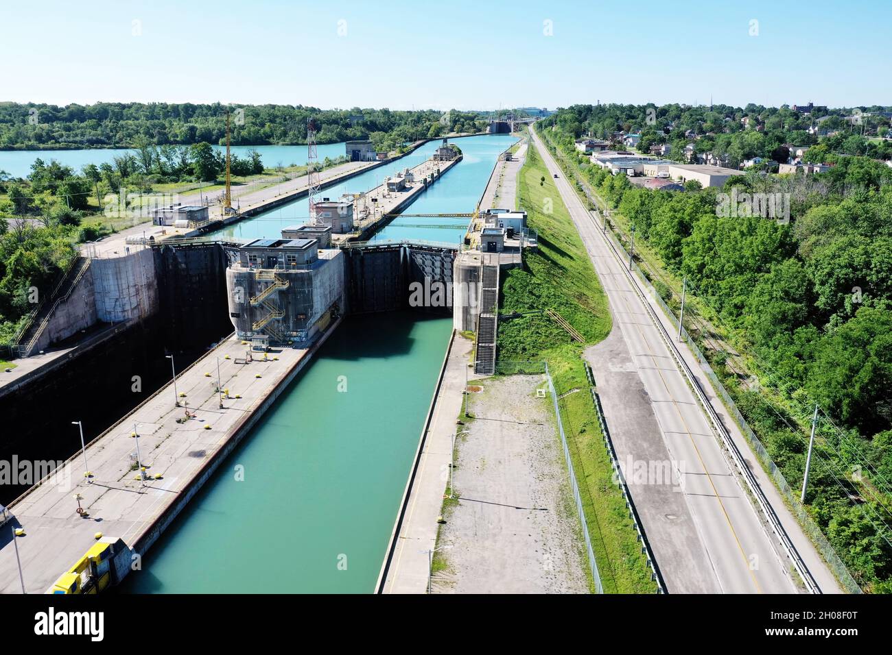 An aerial view of a lock at the Welland Canal, Canada Stock Photo - Alamy