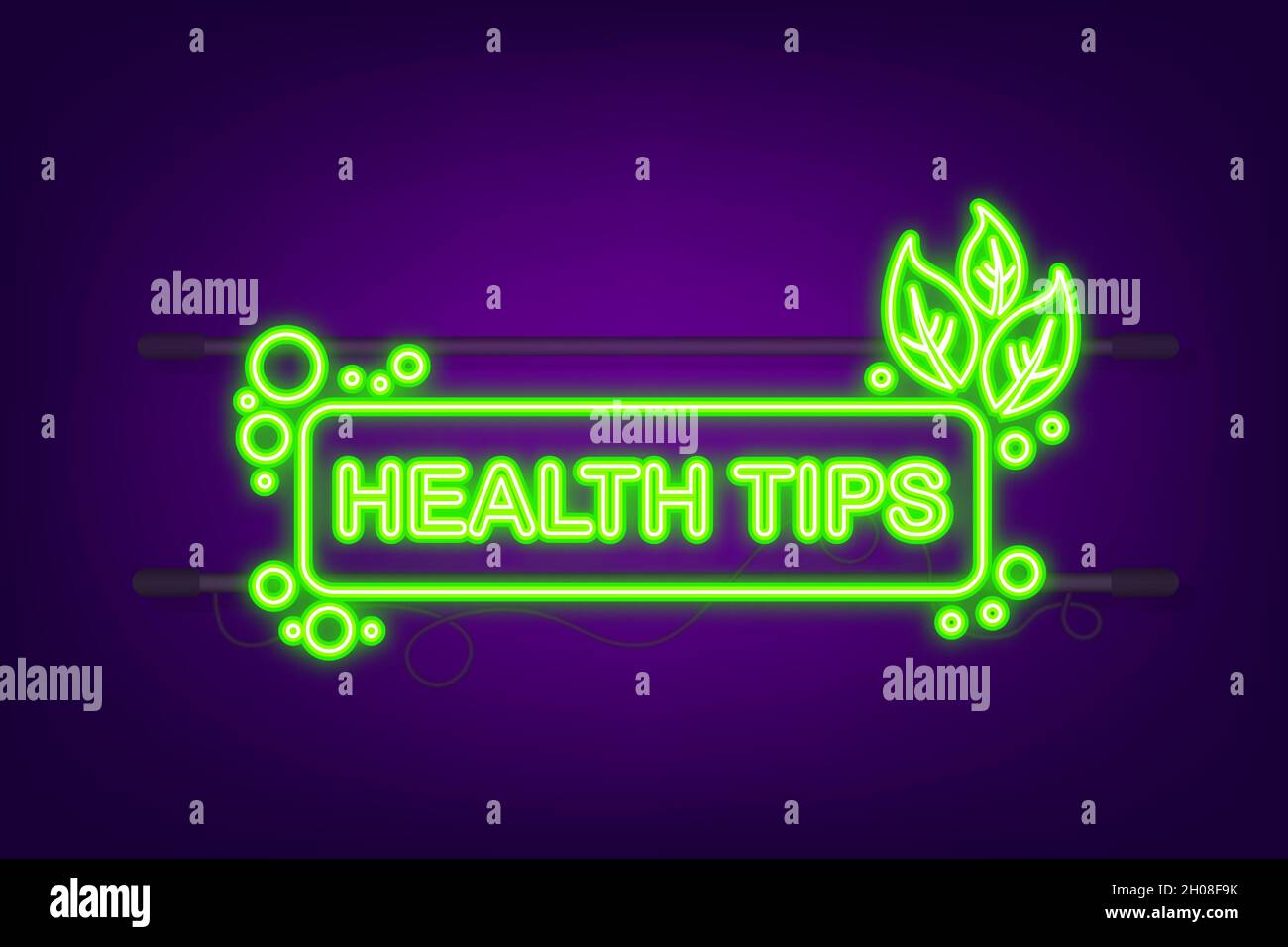 Health tips, badge. Neon icon. Vector stock illustration Stock Vector ...