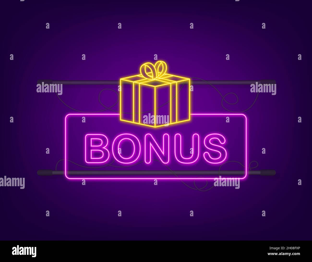 Bonus for promotion design. Neon icon. Discount banner promotion ...