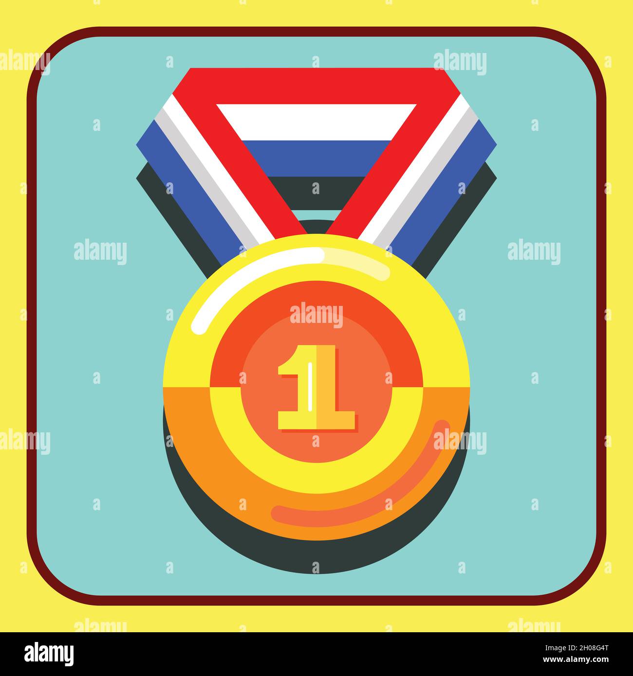 Gold medal sticker sign symbol flat design Stock Vector Image & Art - Alamy