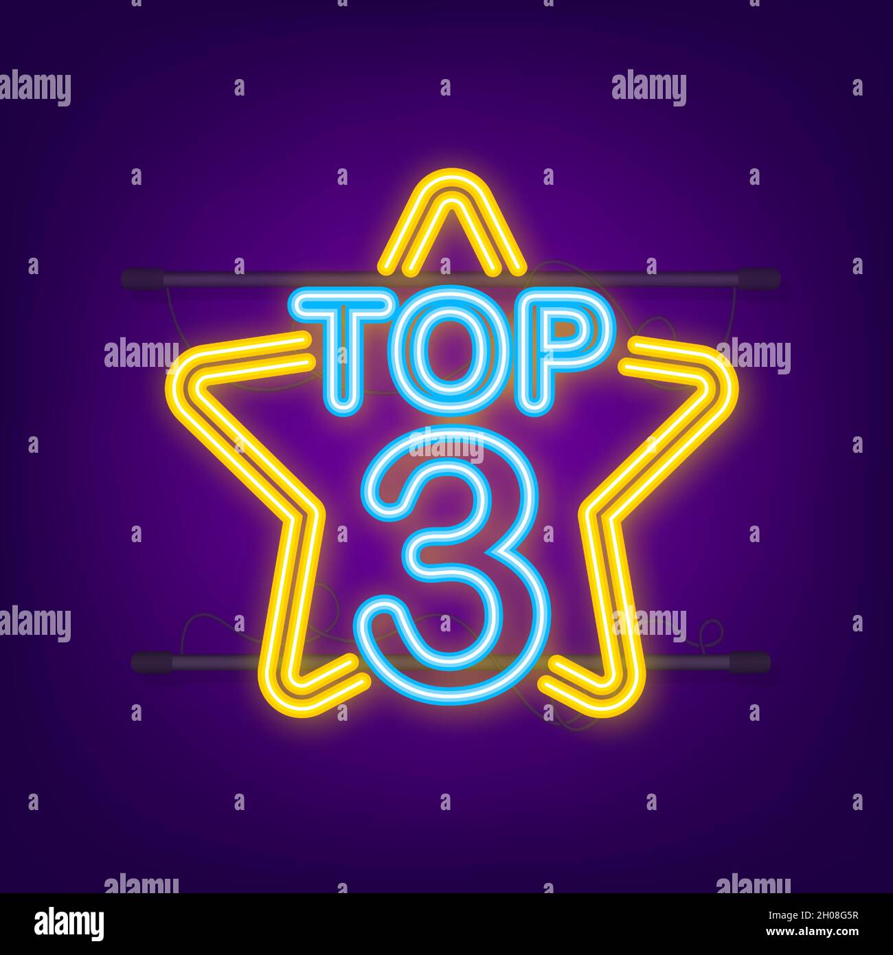 Top 3 - Top Ten gold with blue neon label on black background. Vector ...