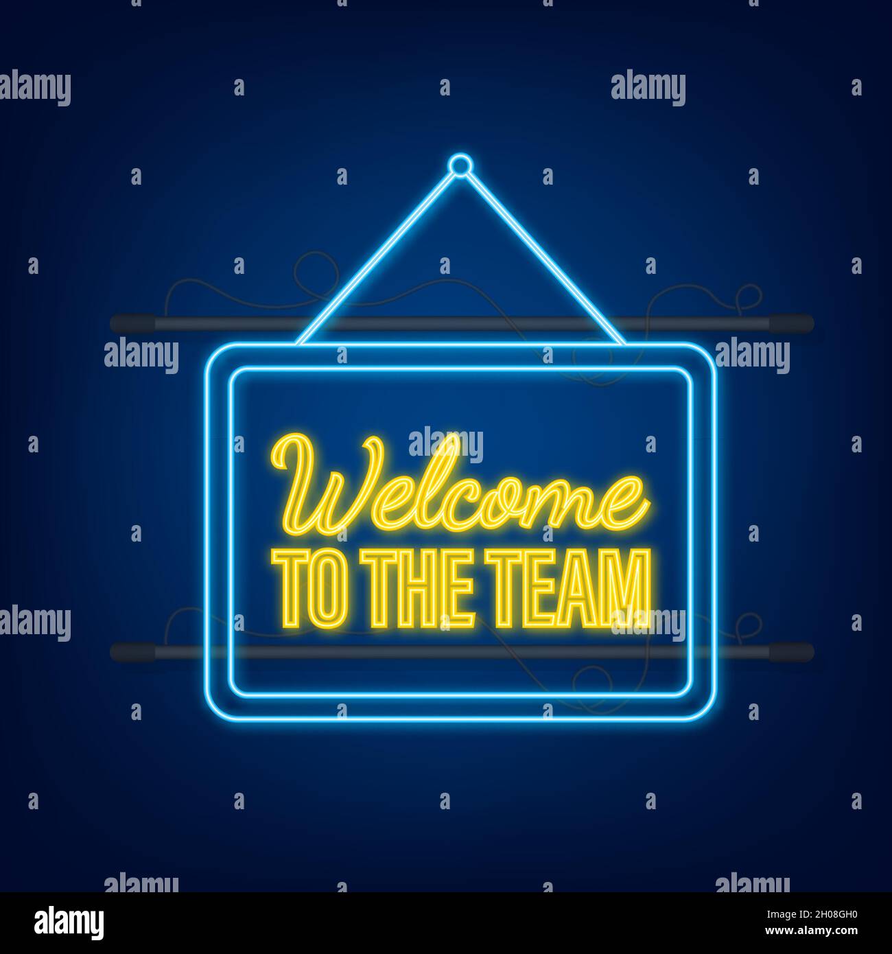 Welcome to the team written on label. Neon icon. Advertising sign ...