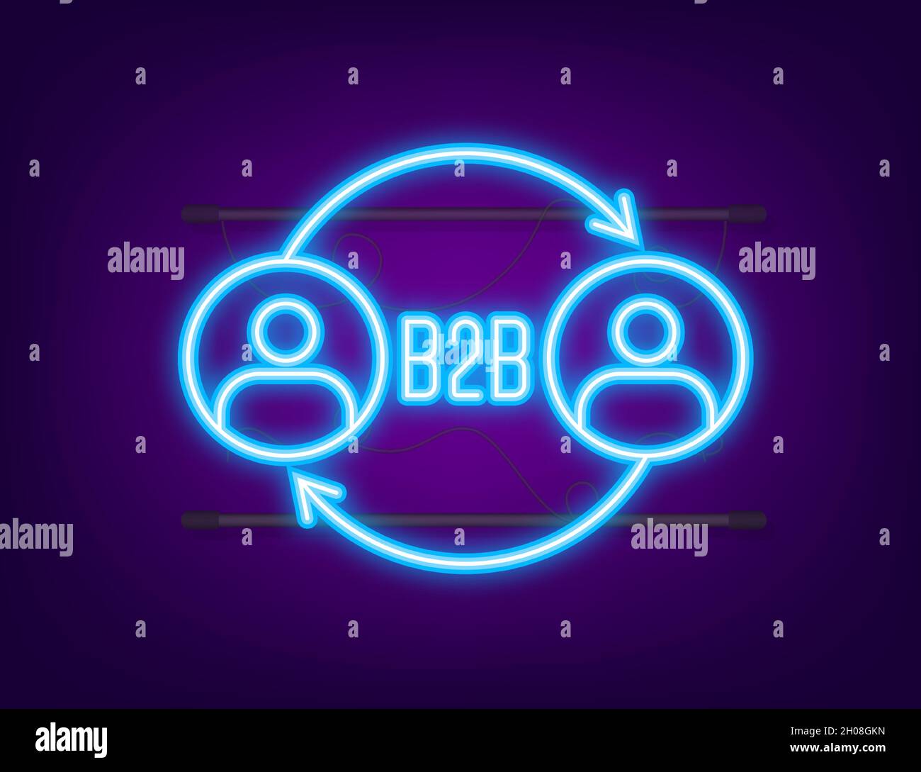 B2B sales person selling products. Neon icon. Business-to-business ...