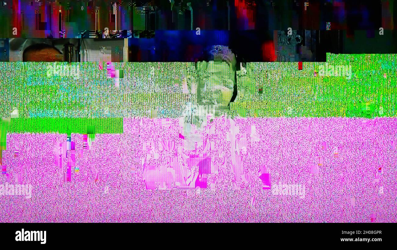 TV Static Noise Glitch Distortion Effect - Digital Video signal on ...