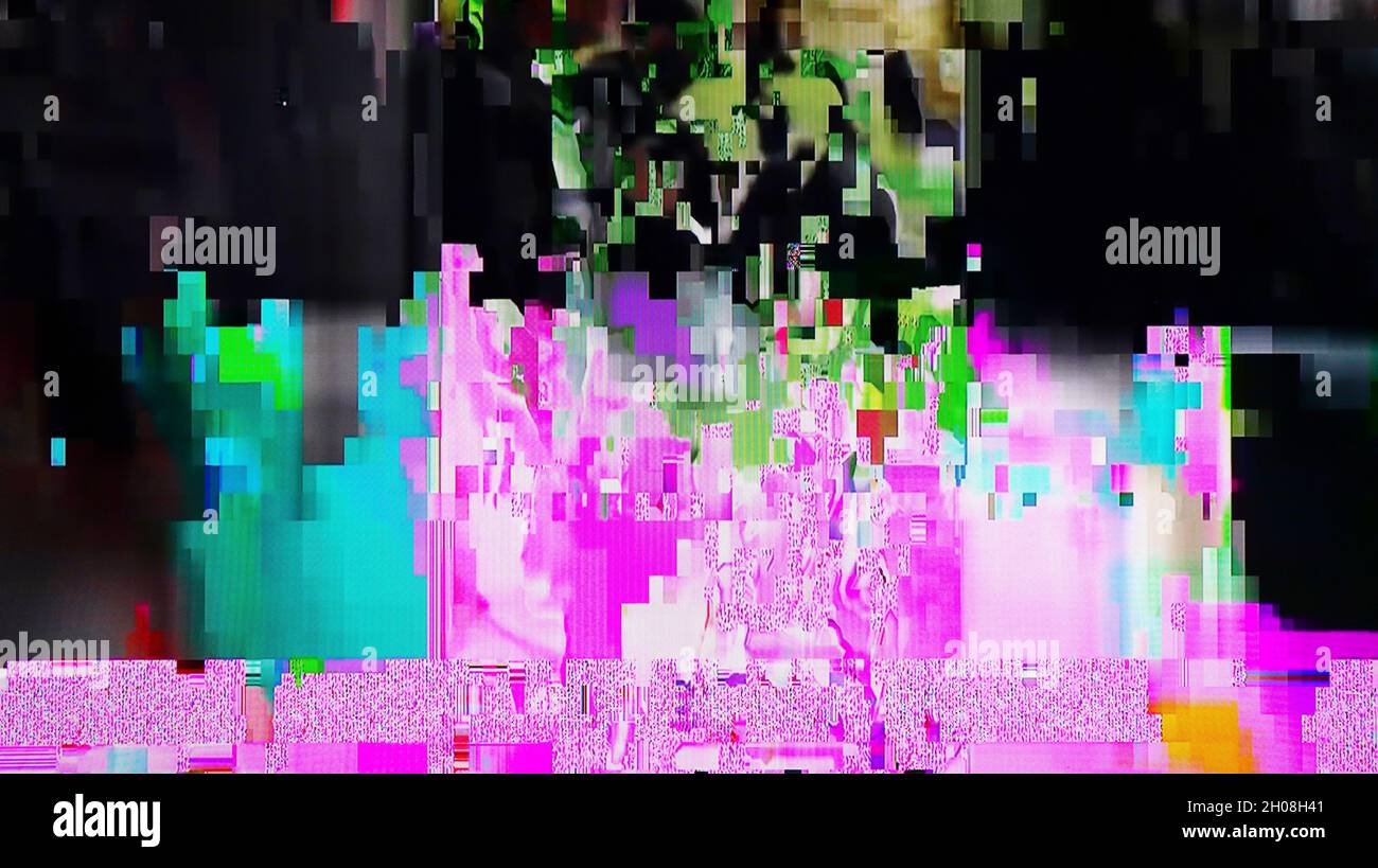 TV Static Noise Glitch Distortion Effect - Digital Video signal on ...