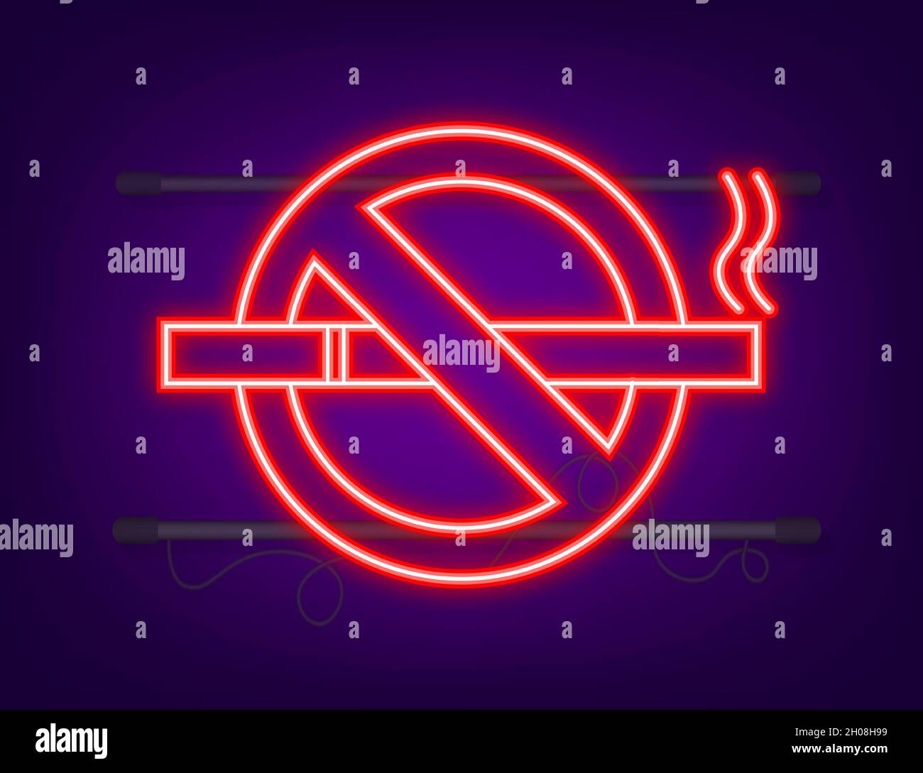 No smoking sign. Cigarette, great design for any purposes. Neon icon ...
