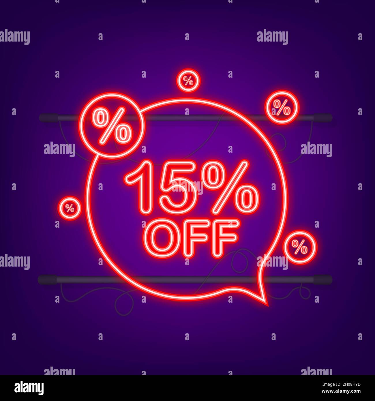 15 percent OFF Sale Discount Banner. Neon icon. Discount offer price ...