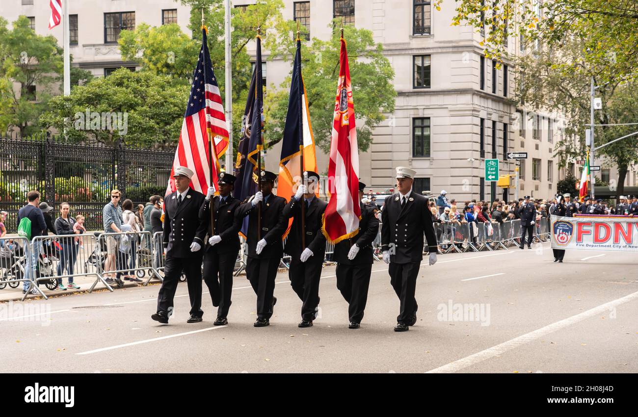 Manhattan, New York, USA - October 11, 2021: Annual Columbus Day Parade ...
